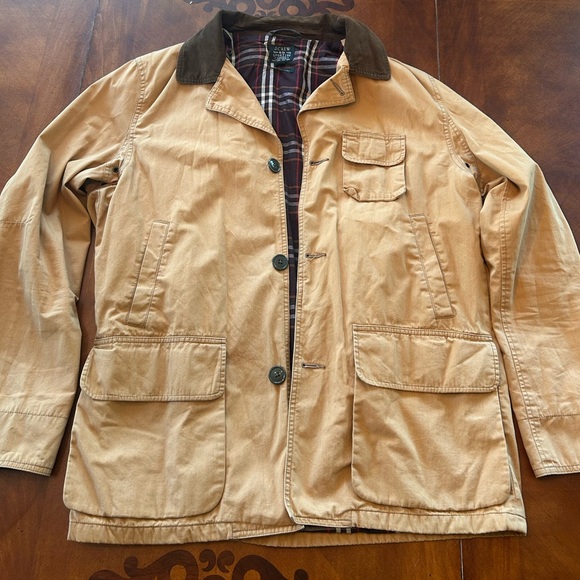 J. Crew | Jackets & Coats | J Crew Tan Field Jacket With Brown Collar ...